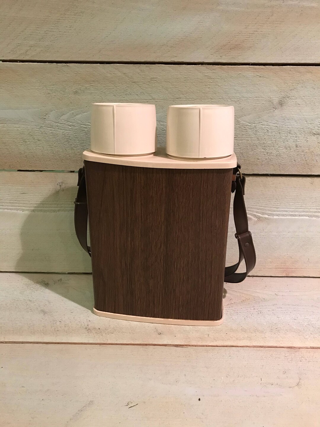 Vintage Double Thermos Twin Thermos, Hot and Cil Thermos With Strap by ...