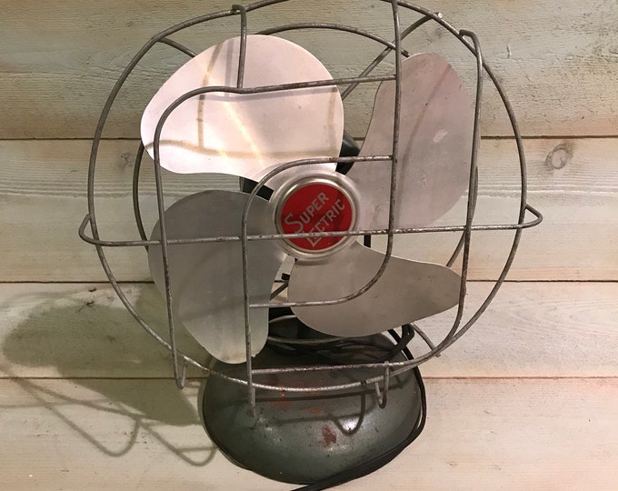 Vintage Super Lectric Old Metal Fan Mid Century Fan, Industrial Fan ...