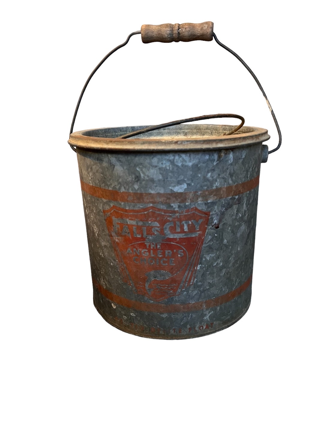 Vintage Galvanized Falls City Minnow Bucket, Metal, Galvanized, Potting ...
