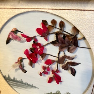 Beautiful Hummingbird 3D Art Piece, Framed, Silk Art Hummingbird, Pink ...