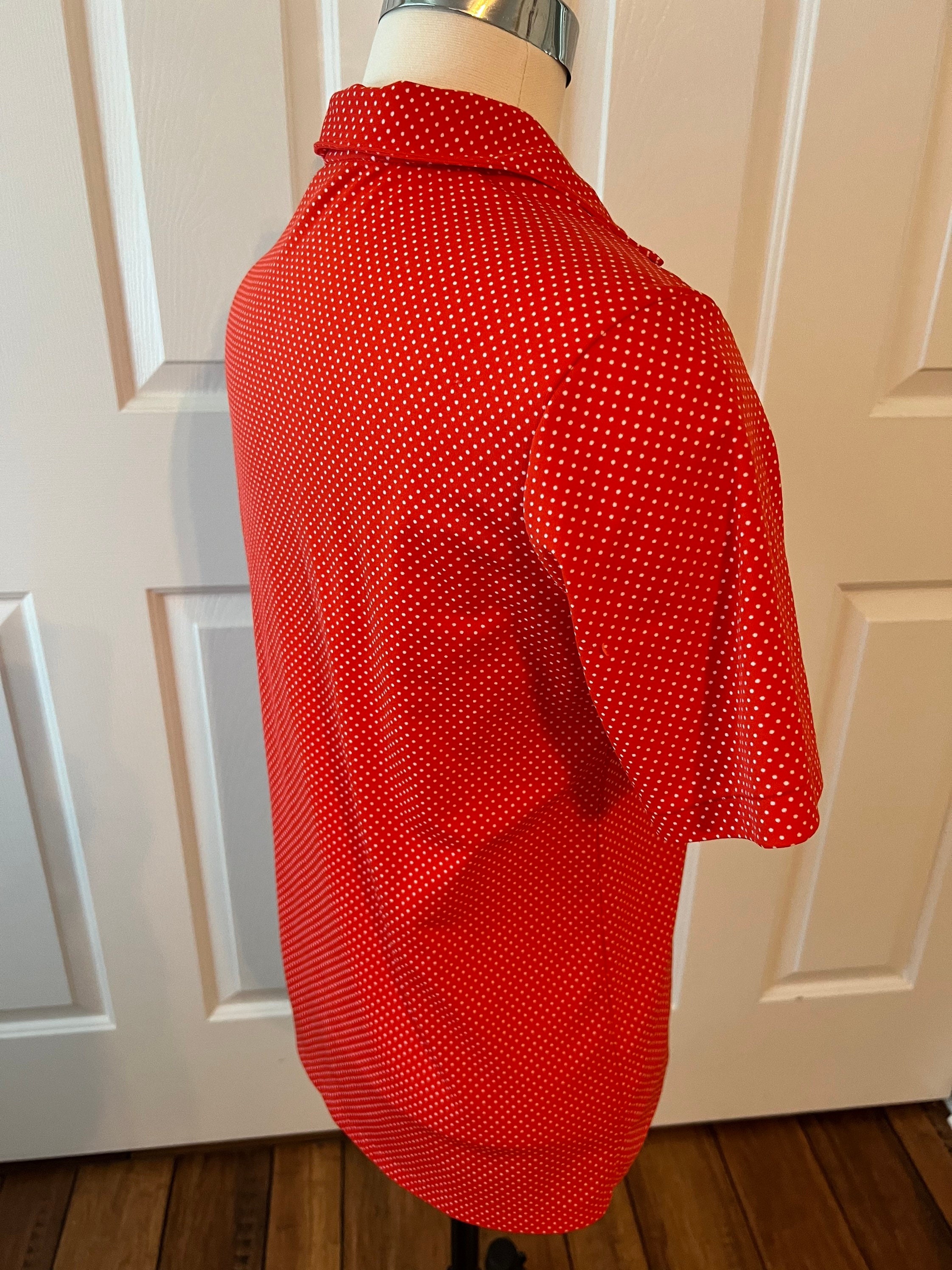 80s Vintage Red Polka Dot Blouse By Messages Red Polka Womens Shirt Blouse Size 10 1980s