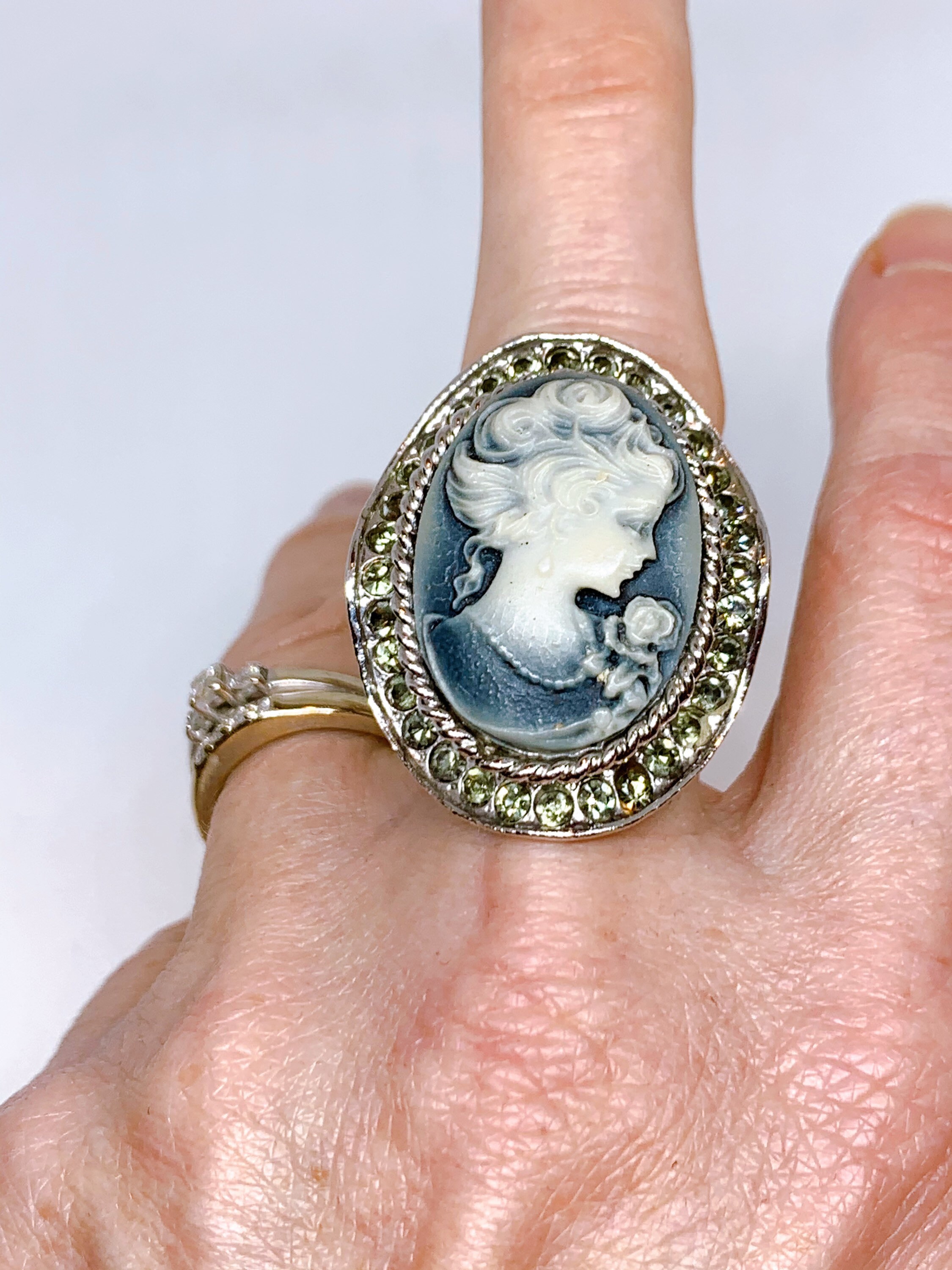 Vintage Blue Cameo Ring Victorian Lady Cameo Ring Victorian | Etsy