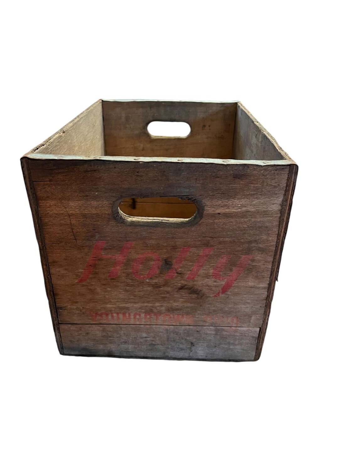 Antique Primitive Wooden Box With Handles, Holly Beverages, Holly ...
