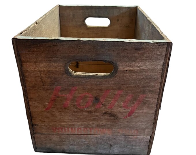 Antique Primitive Wooden Box With Handles, Holly Beverages, Holly ...
