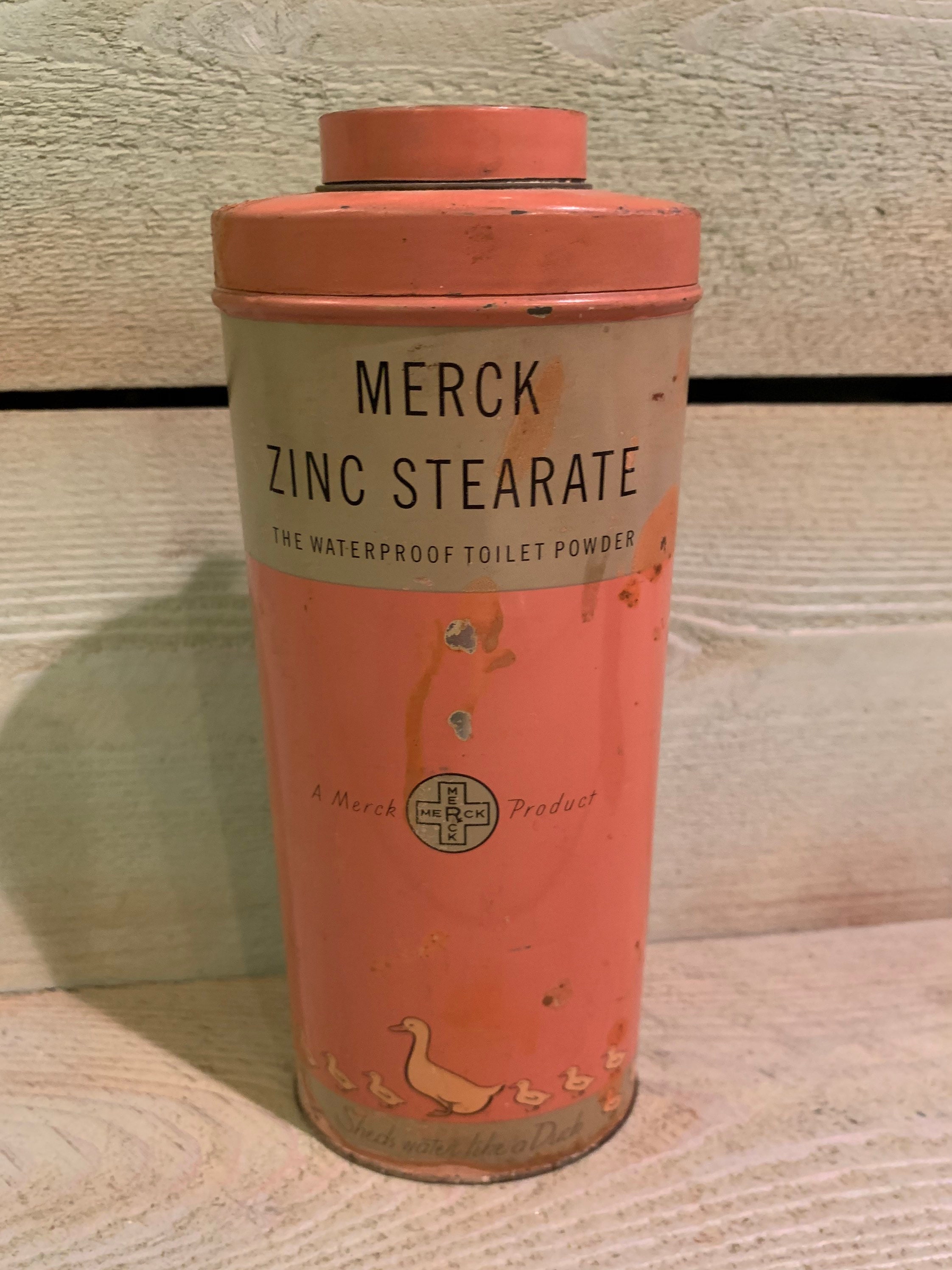 Antique Baby Powder Tin Merck Zinc Stearate Baby Powder Rare Pink Blue ...