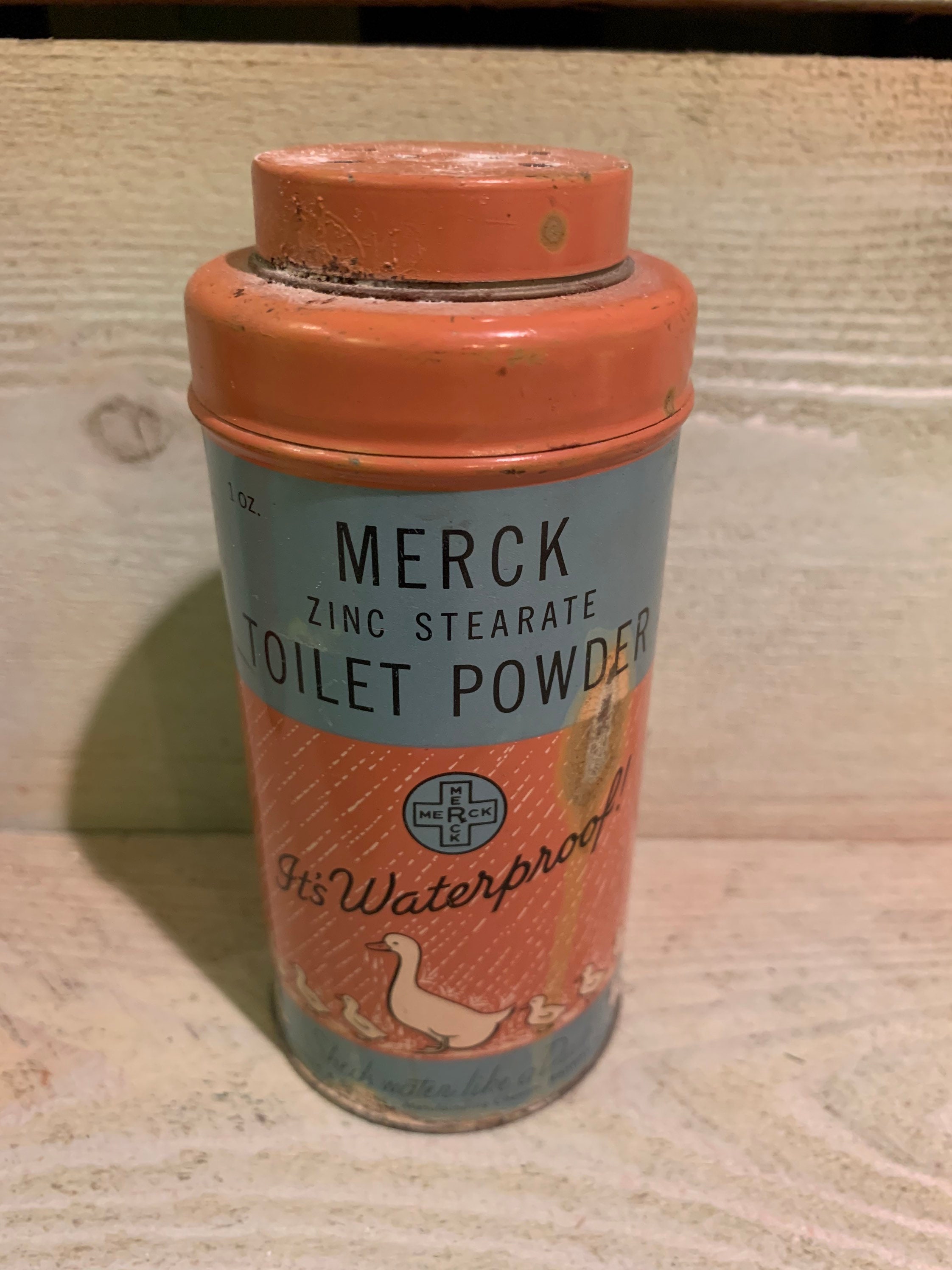 Antique Baby Powder Tin Merck Zinc Stearate Baby Powder Rare Pink Blue ...