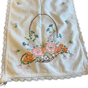 Dresser Scarf, Table Runner, Hand Stitched Cross Stitch Embroidery ...