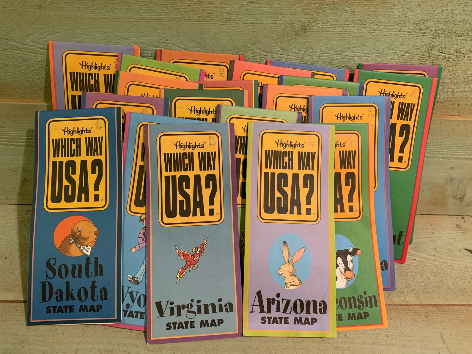 Vintage Map Highlights Which Way USA State Maps Home Schooling - Etsy