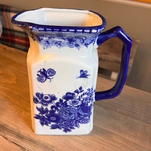 Victoria Ware Ironstone Pitcher, Flow Blue Ironstone Pitcher, Cobalt ...