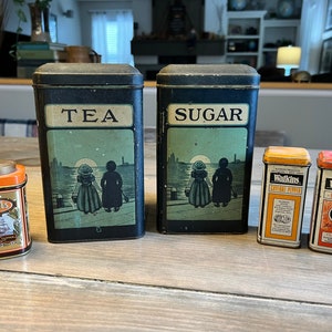 Vintage Kitchen Tin Lot, Iten's Tea Tin (RARE), Iten's Sugar Tin (RARE ...