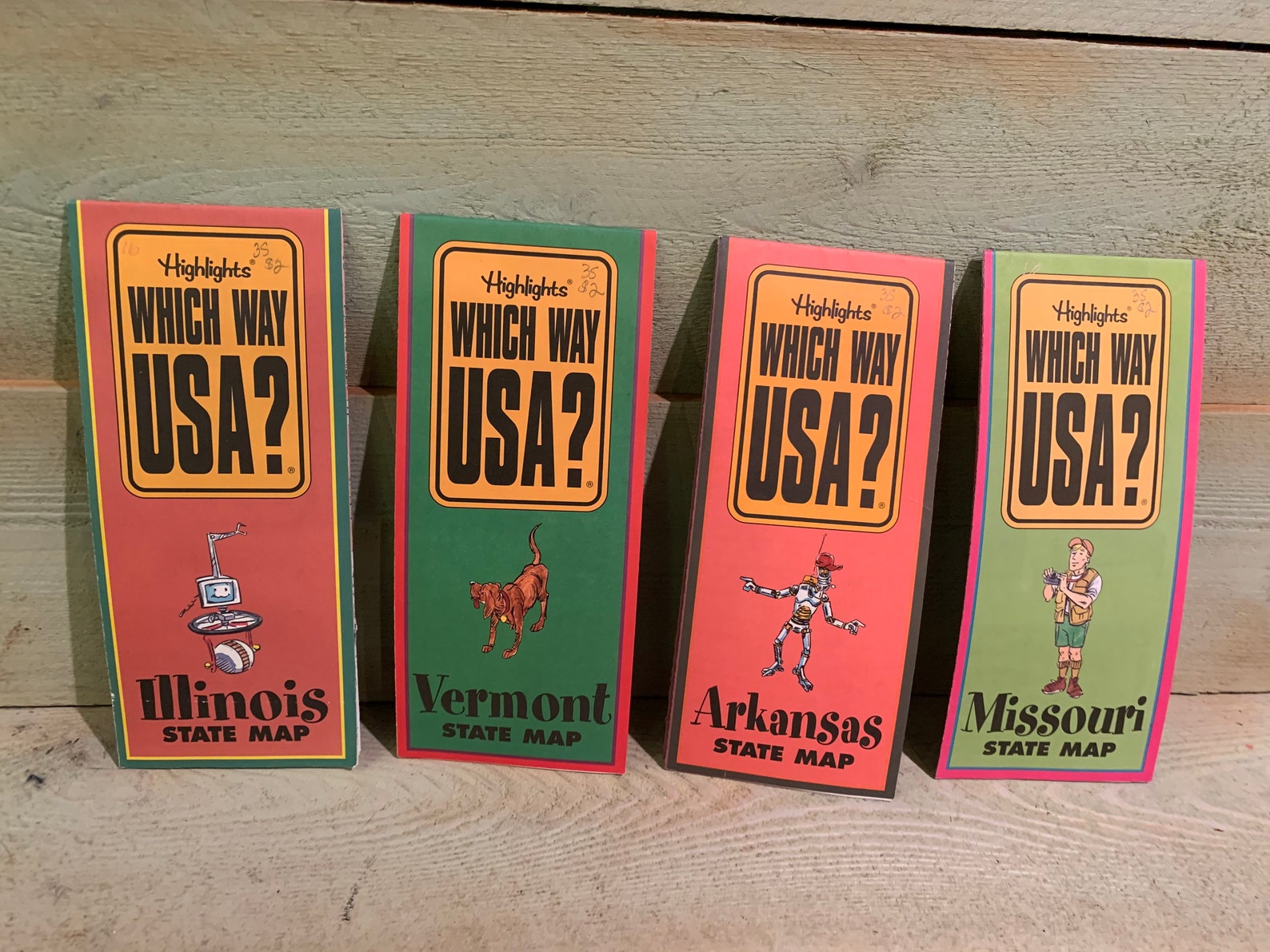 Vintage Map Highlights Which Way USA State Maps Home Schooling - Etsy