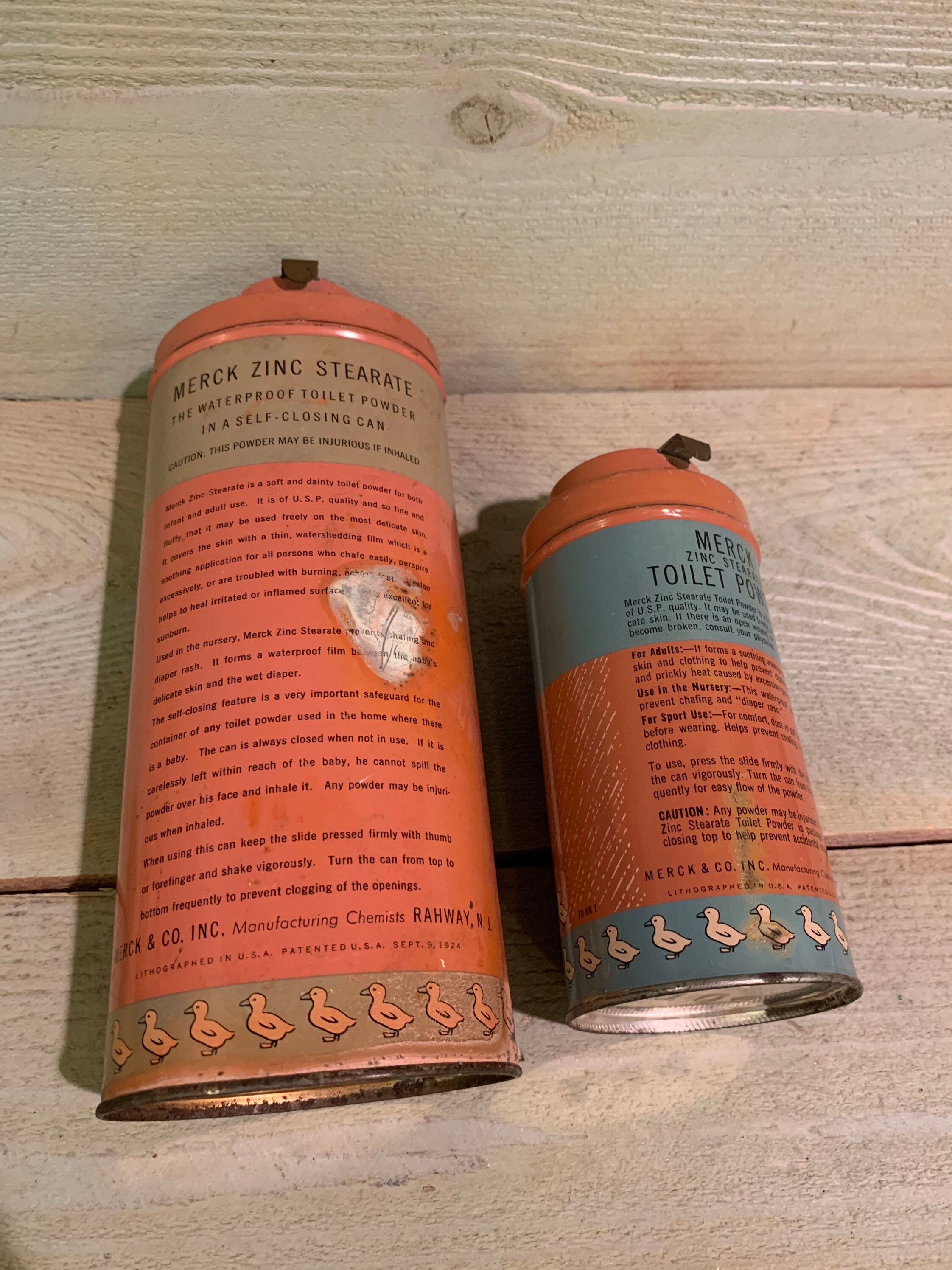 Antique Baby Powder Tin Merck Zinc Stearate Baby Powder Rare Pink Blue ...