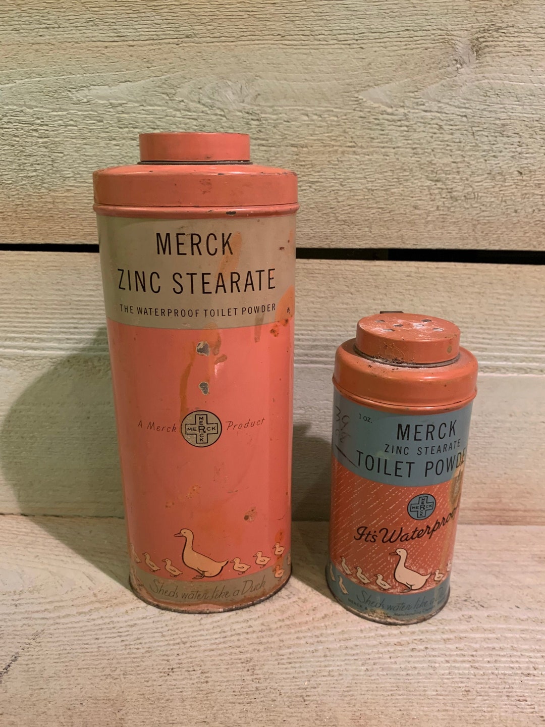 Antique Baby Powder Tin Merck Zinc Stearate Baby Powder Rare Pink Blue ...