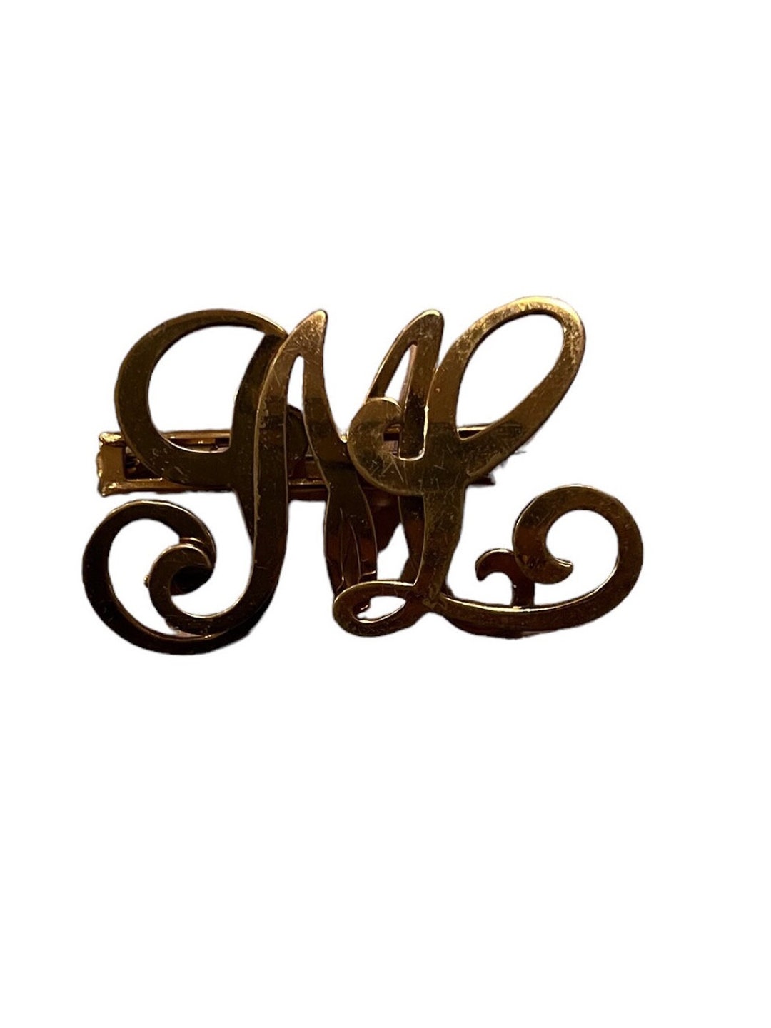 Vintage Gold Letter Brooch, Letters "ml" Brooch, Mid-century Letter Pin ...