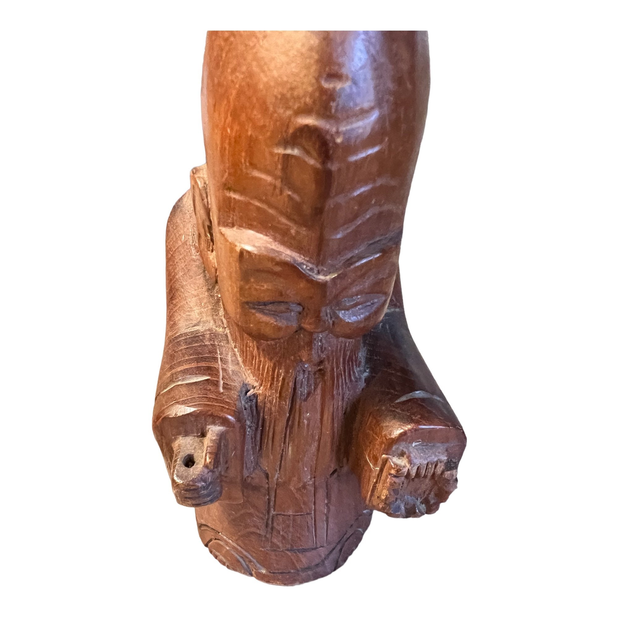Hand Carved Wooden Asian Wise Man, Prosperity, Good Fortune, Chinese ...