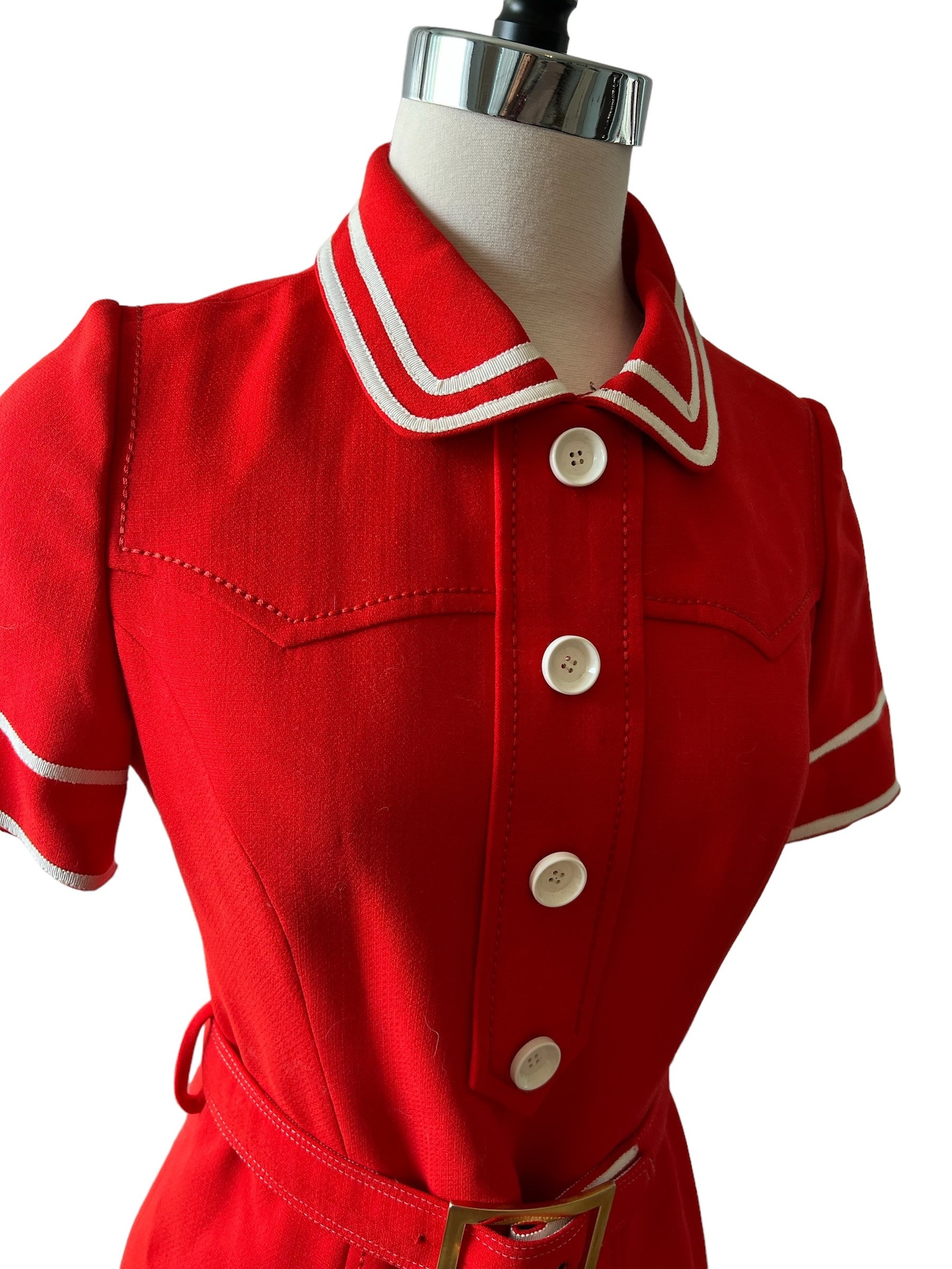 Vintage 1950's Red Sailor Collar Dress Modern Day Size 4, Red Pleated ...