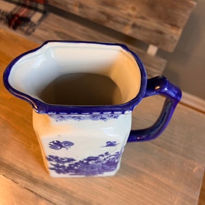Victoria Ware Ironstone Pitcher, Flow Blue Ironstone Pitcher, Cobalt ...