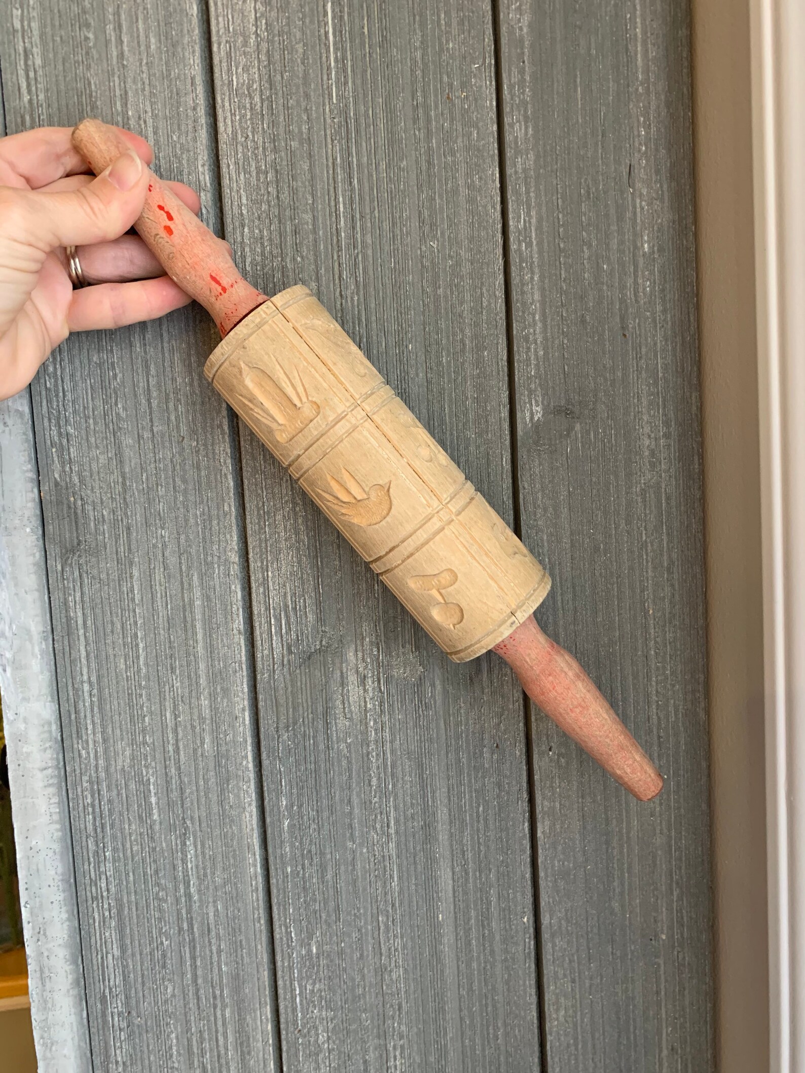 Embossed Wood Rolling Pin Wood Carved Rolling Pin Farmhouse - Etsy