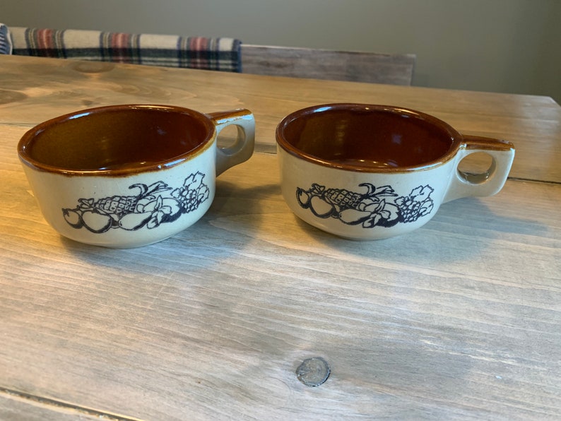 Vintage Soup Mugs Vintage Pair of Soup Mugs Pottery Stoneware Crocks ...