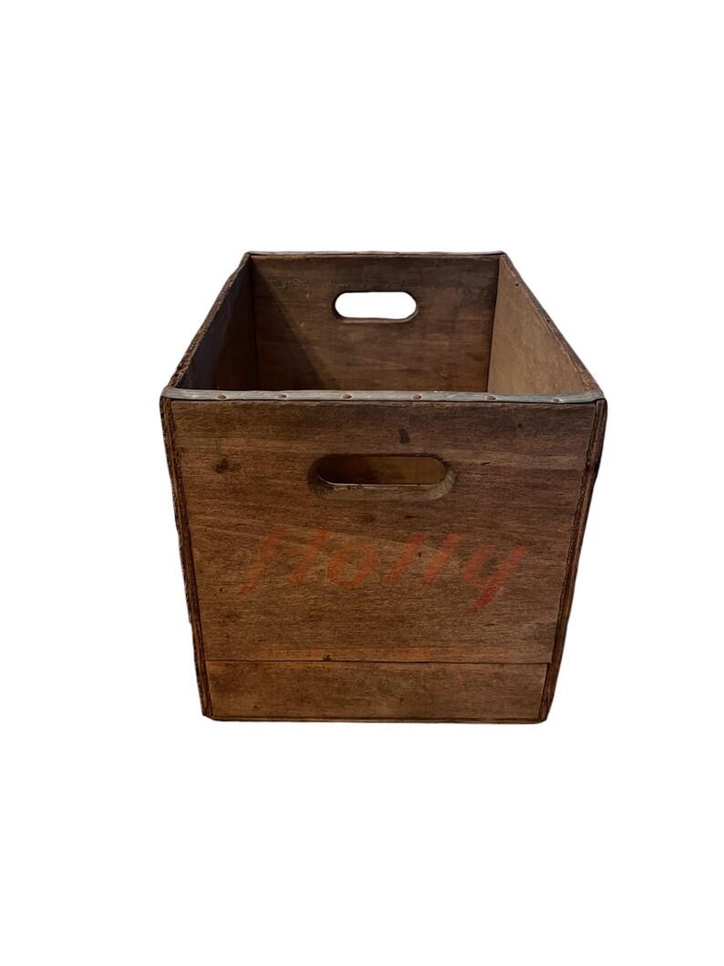 Antique Primitive Wooden Box With Handles, Holly Beverages, Holly ...