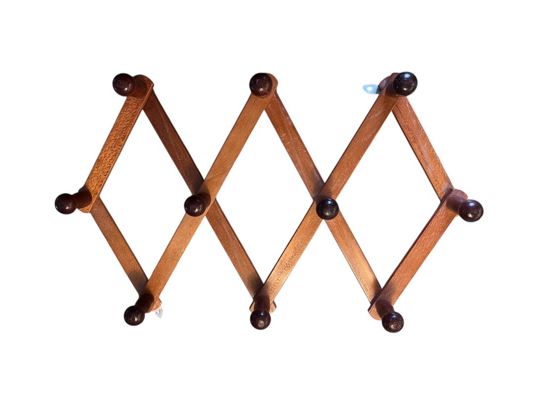 Wooden Accordion Expandable Peg Wall Rack With 10 Pegs, Coffee Cup ...