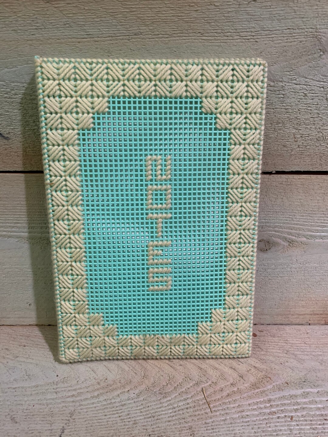 Vintage Plastic Canvas Notebook Stationary Holder Vintage Office Decor ...