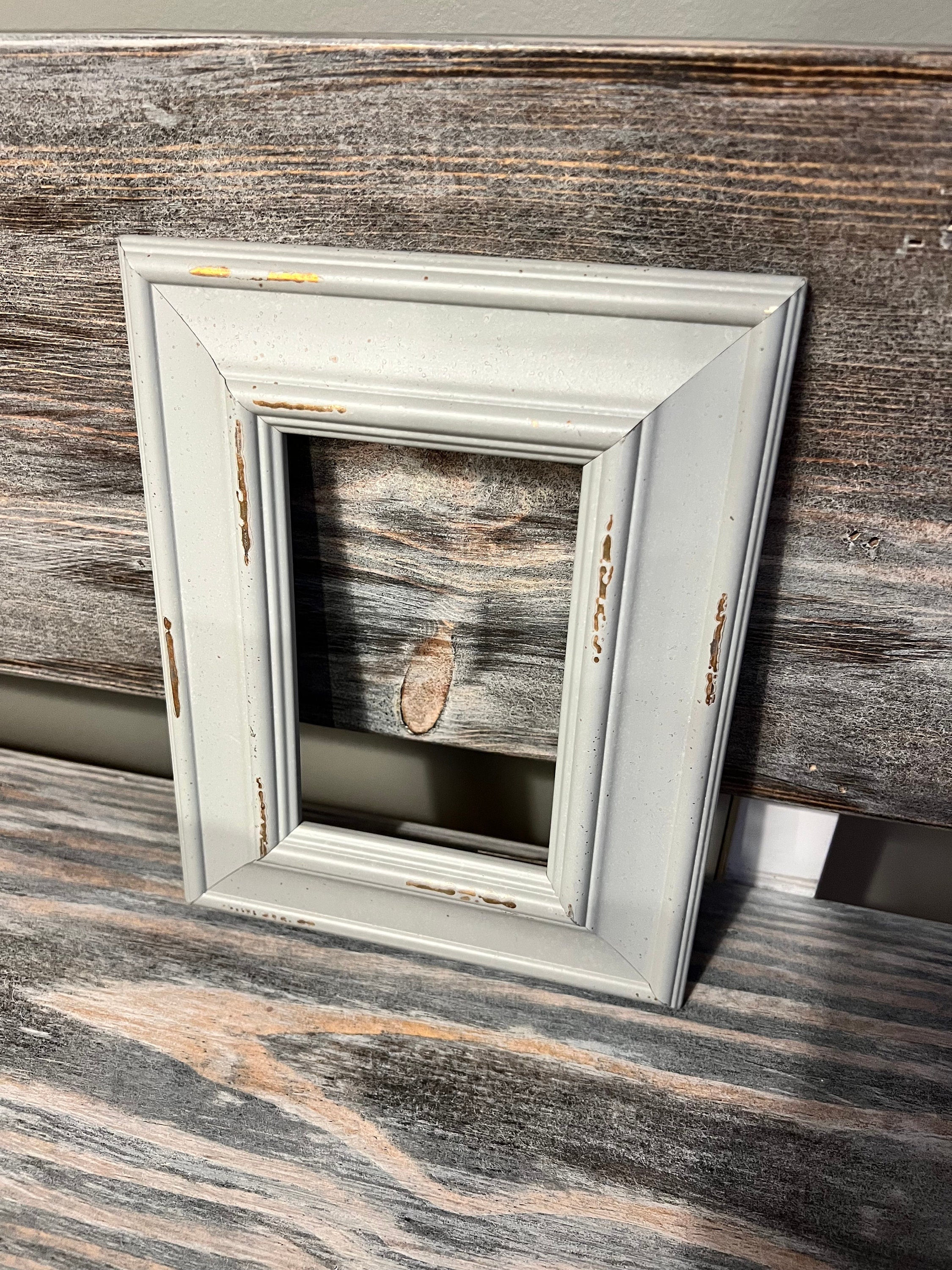 Vintage Grayish Blue and Gold Frame, Gray Wall Frame, Empty Gray Frame ...