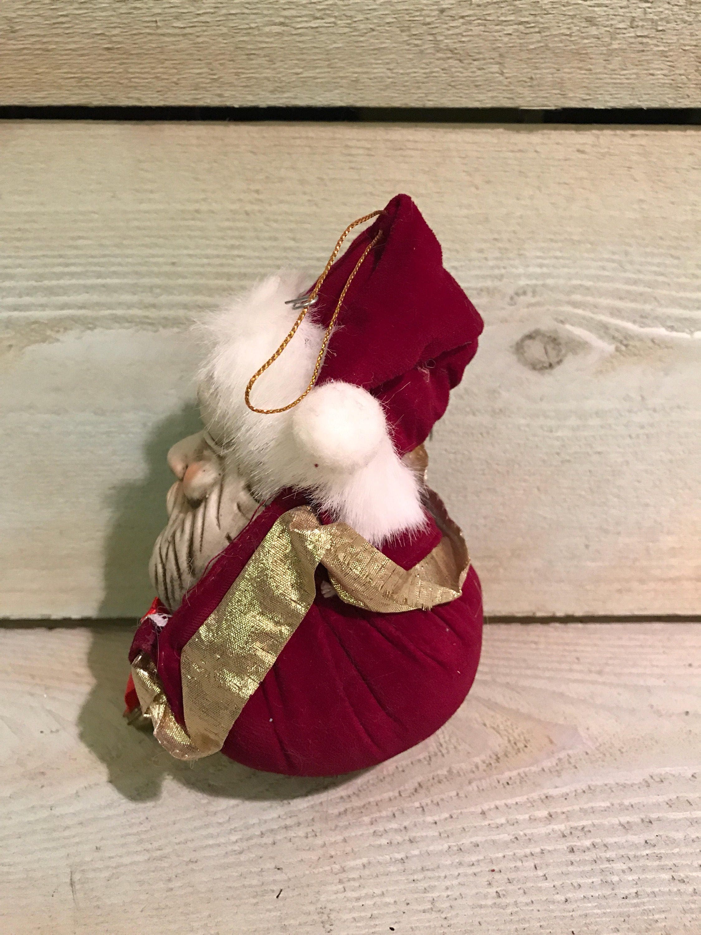 Vintage Christmas Round Bottom Santa With Bells Real Like Ceramic Face ...