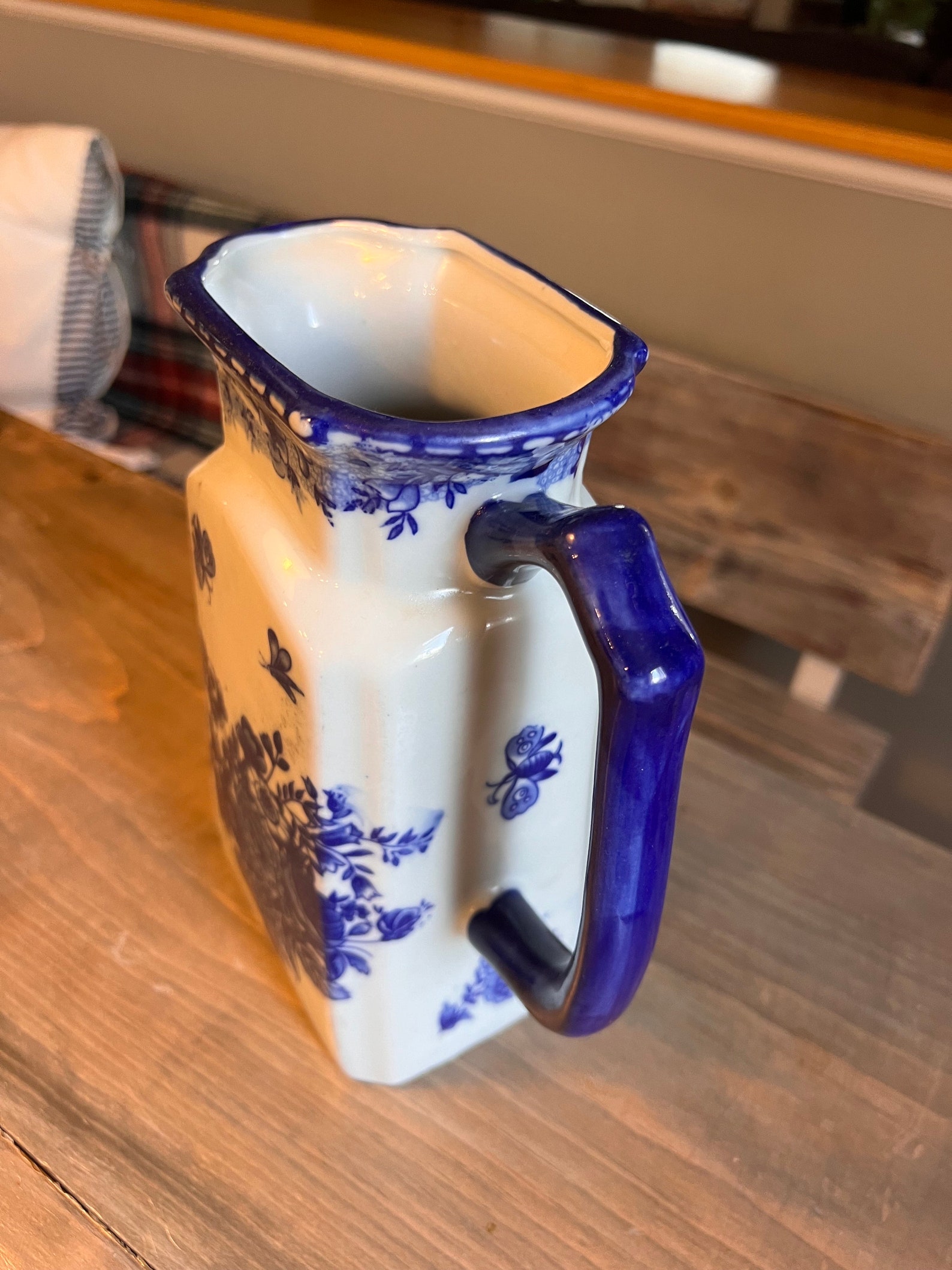 Victoria Ware Ironstone Pitcher, Flow Blue Ironstone Pitcher, Cobalt ...