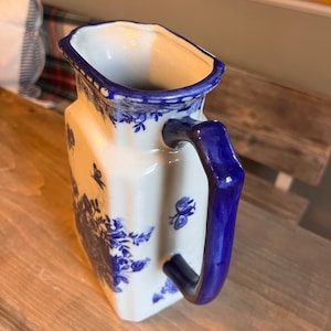 Victoria Ware Ironstone Pitcher, Flow Blue Ironstone Pitcher, Cobalt ...