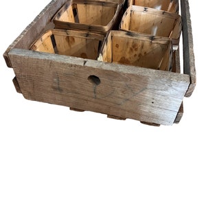 Primitive Berry Basket, Wood Crate With 8 Berry Baskets, Primitive ...