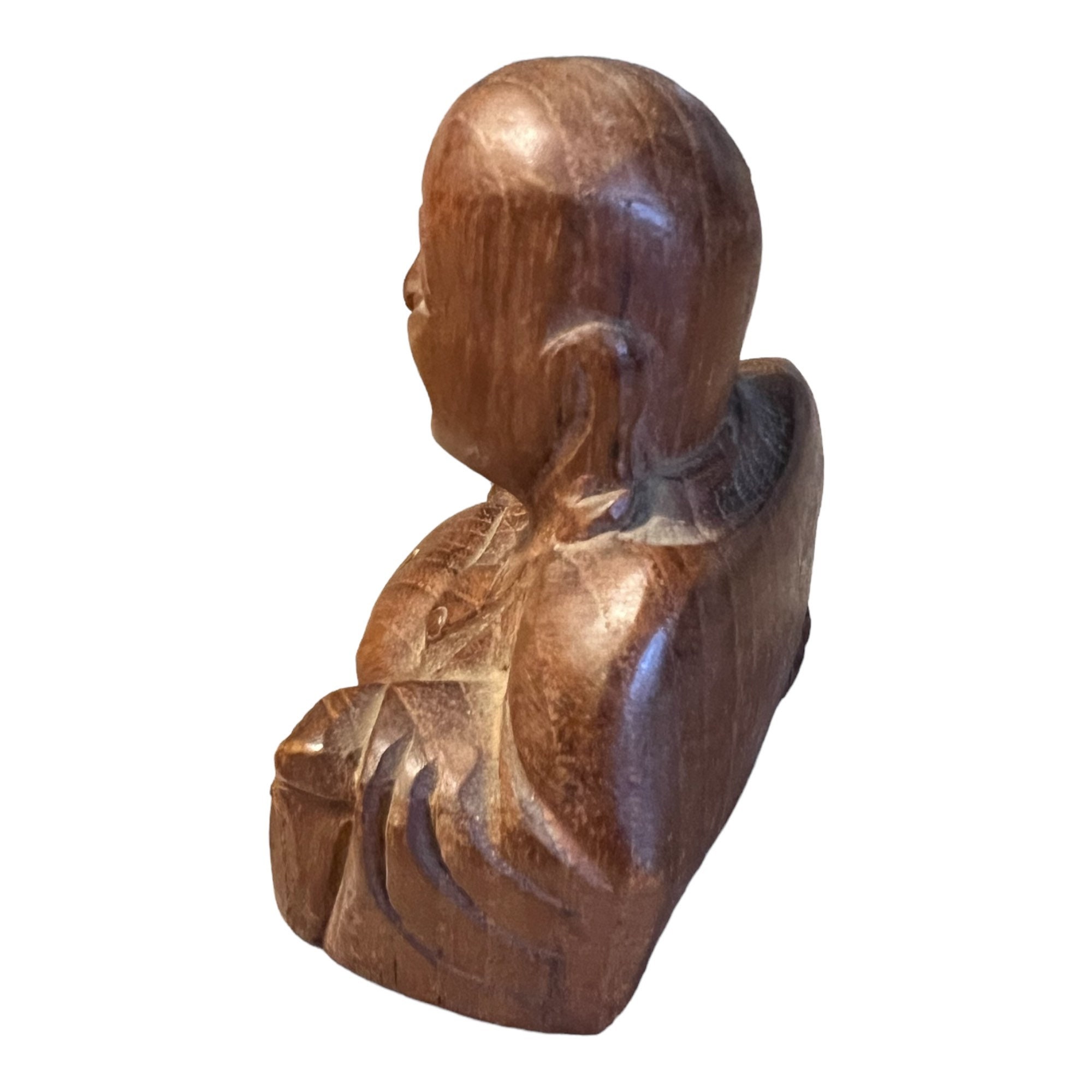 Hand Carved Wooden Asian Wise Man, Prosperity, Good Fortune, Chinese ...
