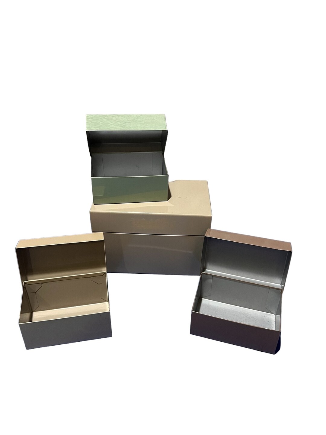 Vintage Metal Card File Boxes, Card Catalog, Industrial Farmhouse ...