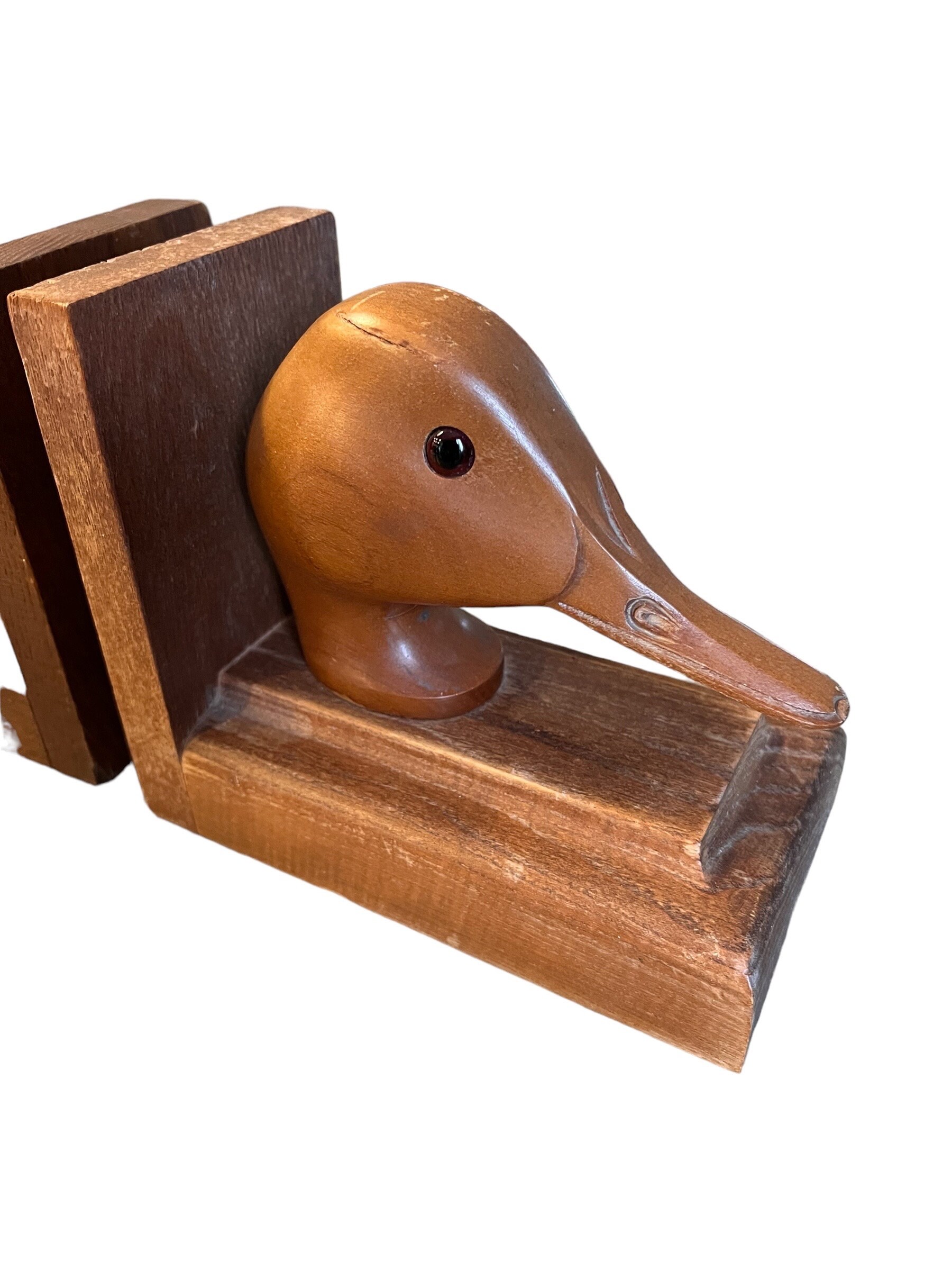 Vintage Wood Book Ends, Mallard Book Ends, Duck Book Holders, Solid ...