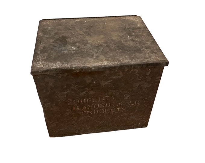 Vintage Galvanized Metal Milk Box, Milk Cooler, Property of Diamond ...