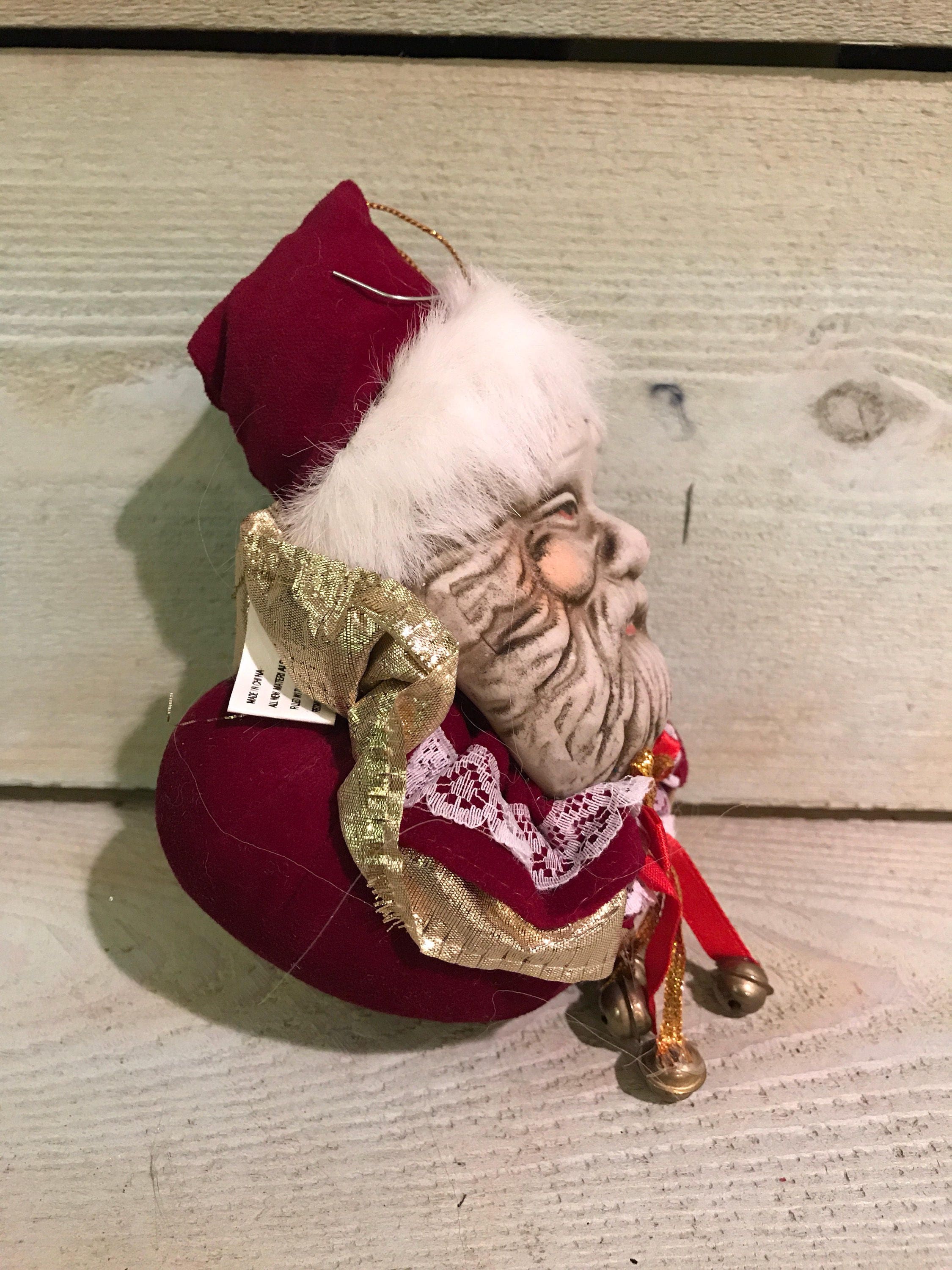 Vintage Christmas Round Bottom Santa With Bells Real Like Ceramic Face ...