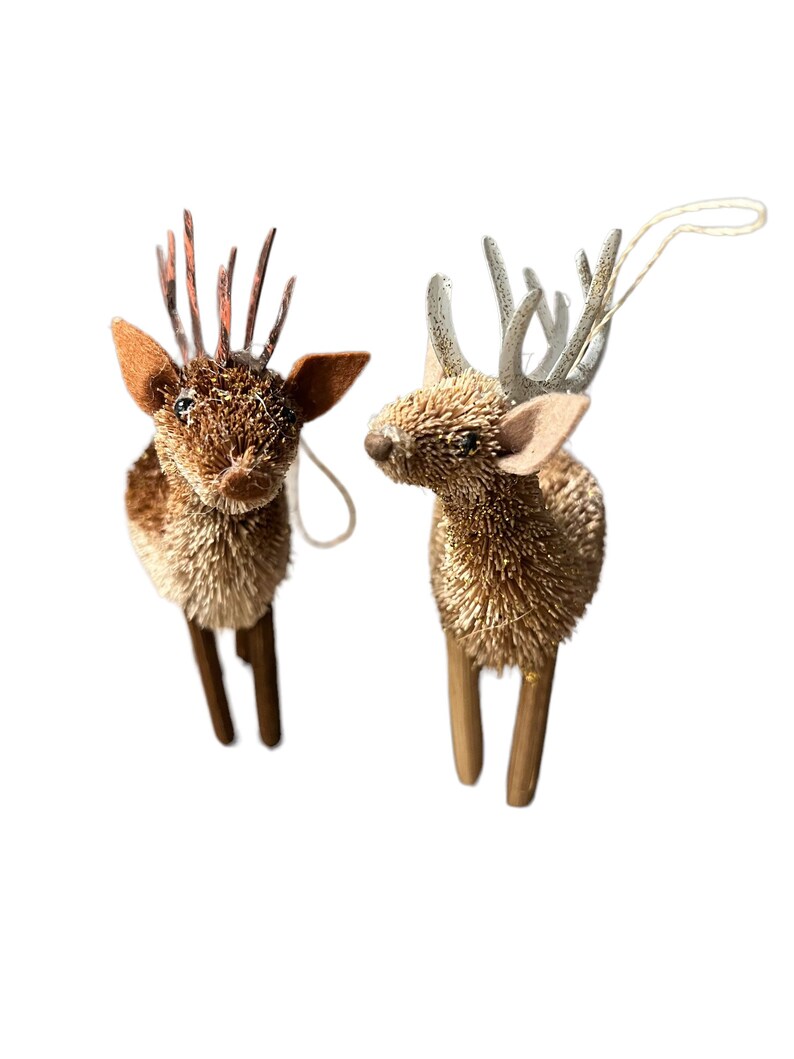 Vintage Christmas Reindeer Tree Ornaments Made of Coarse - Etsy
