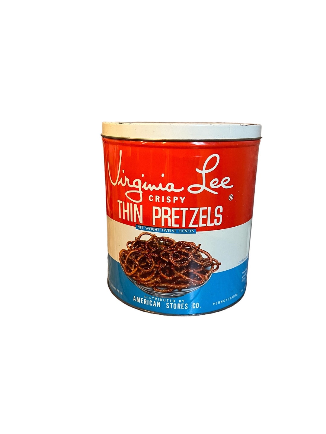 Vintage Virginia Lee Pretzel Tin: Americana Red White Blue - Etsy