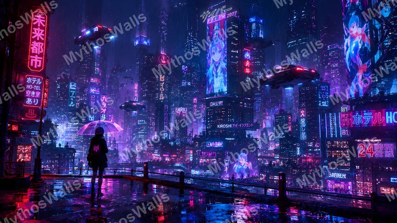 Cyberpunk Wallpaper | 4K Desktop & Phone Background | Neon Rain Anime ...