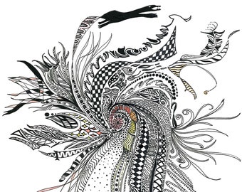 Black Ink Pen Drawing Digital Print of Original. Printed on | Etsy