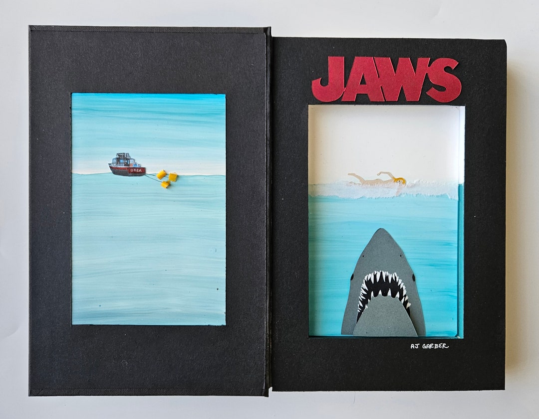 Jaws Papercut Book Art - Etsy