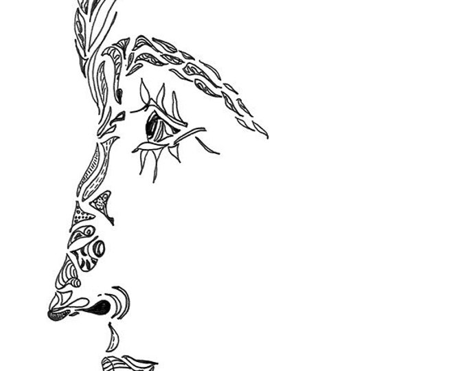 Black Ink Drawing Digital Print of My Original. Printed on 100 Lb ...