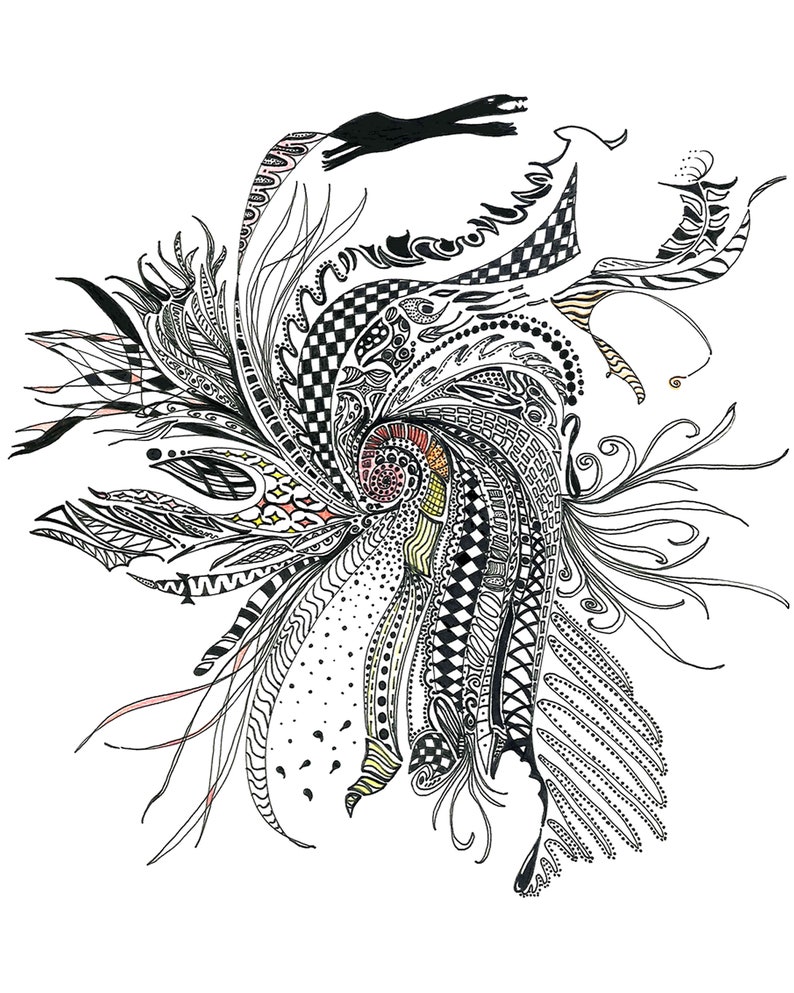 Digital Print of Original Ink Pen Drawing With Colored - Etsy