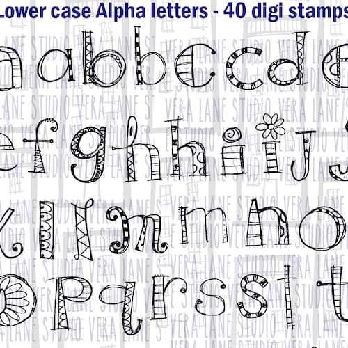 Alpha Letters Lower Case 40 Digi Stamps in Png Files - Etsy