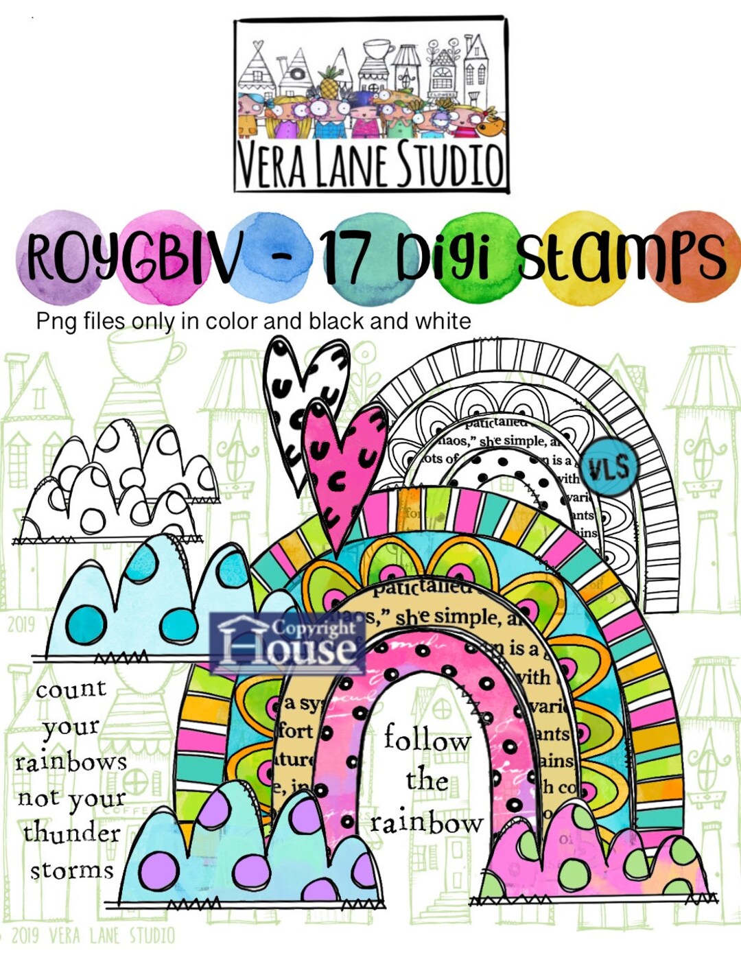 Whimsical Rainbow Digi Stamp Bundle: ROYGBIV Clipart (PNG & JPG) - Etsy