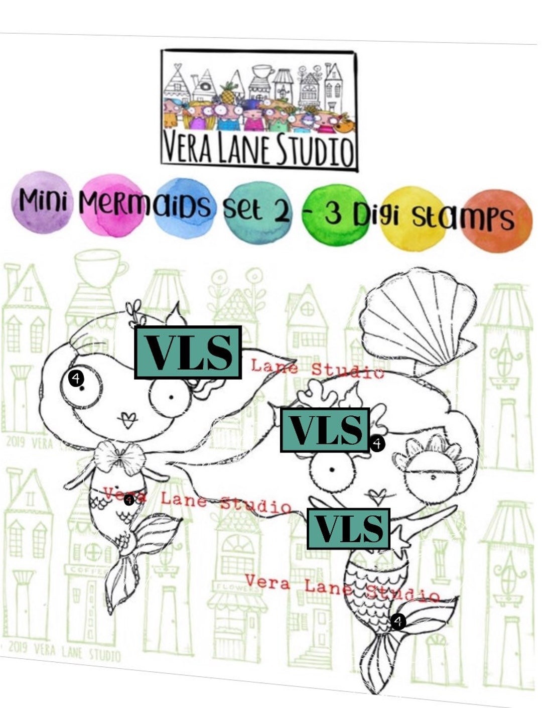 Mini Mermaids Set 2 3 Digi Stamps - Etsy