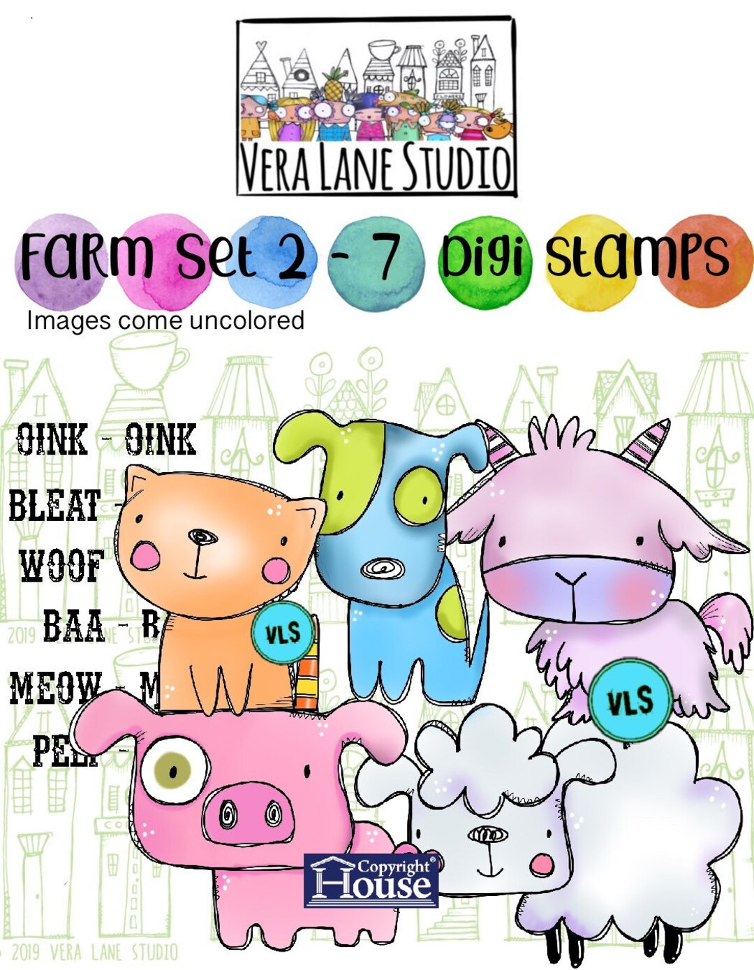 Farm Animals Set 2 7 Digi Stamps - Etsy