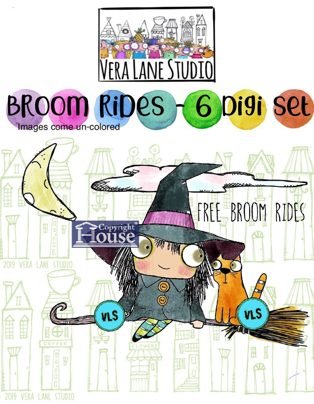 Broom Rides 6 Digi Stamp Bundle in Png and Jpg Files - Etsy