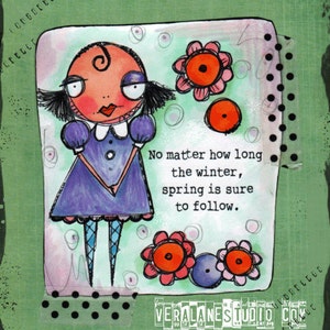 April: Spring Inspired Digi Stamp Set. Whimsical Gal Digi Stamp Bundle ...