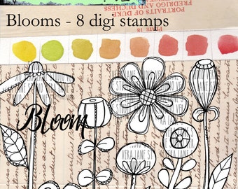 Floral Digi Stamps | Etsy